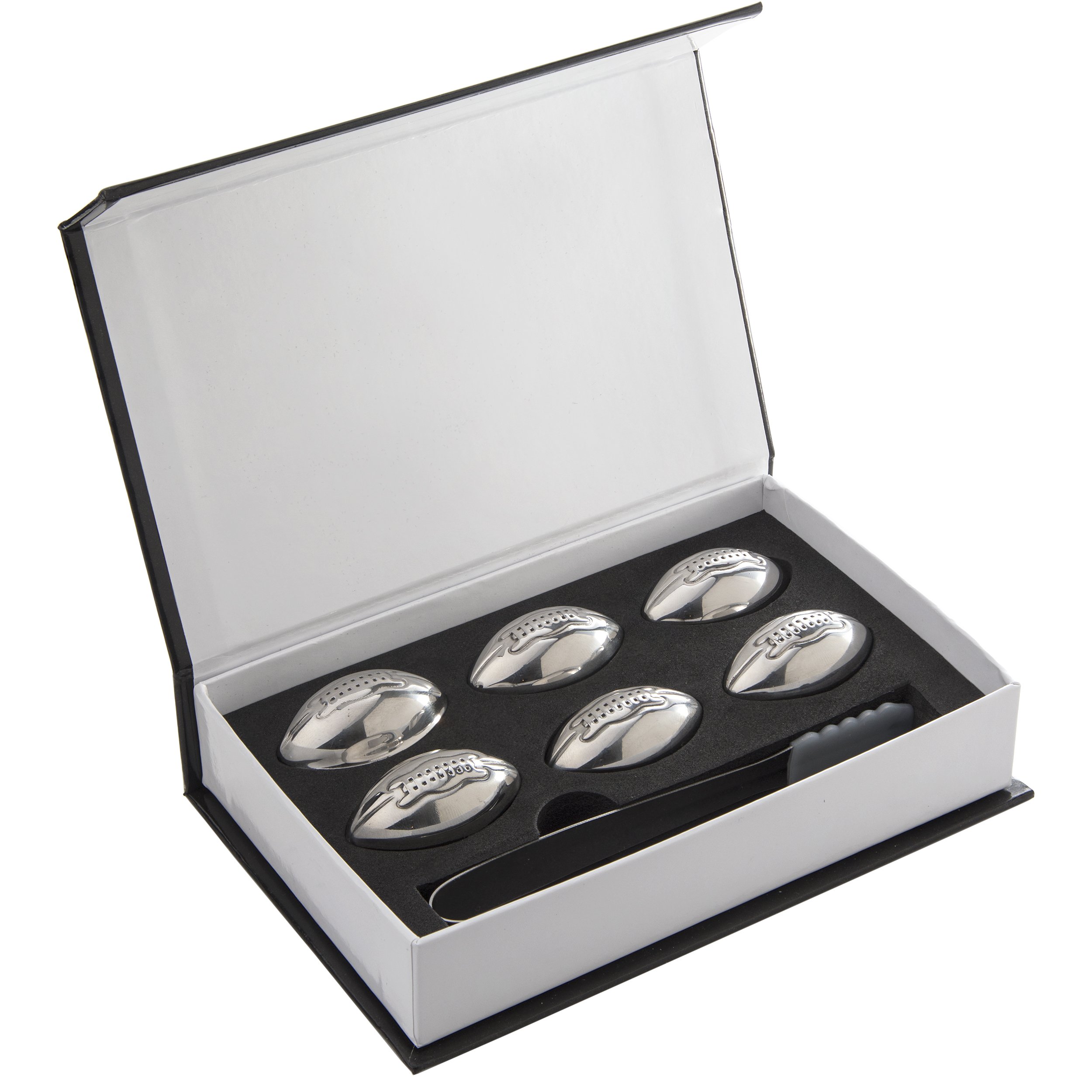 Football Whiskey Stones, Superbowl Chillers, Whiskey Rocks, By The Wine Savant Great for Parties or for Bar Use Tool, 6 Stones Rocks Cubes for Whiskey, Bourbon Vodka, Scotch
