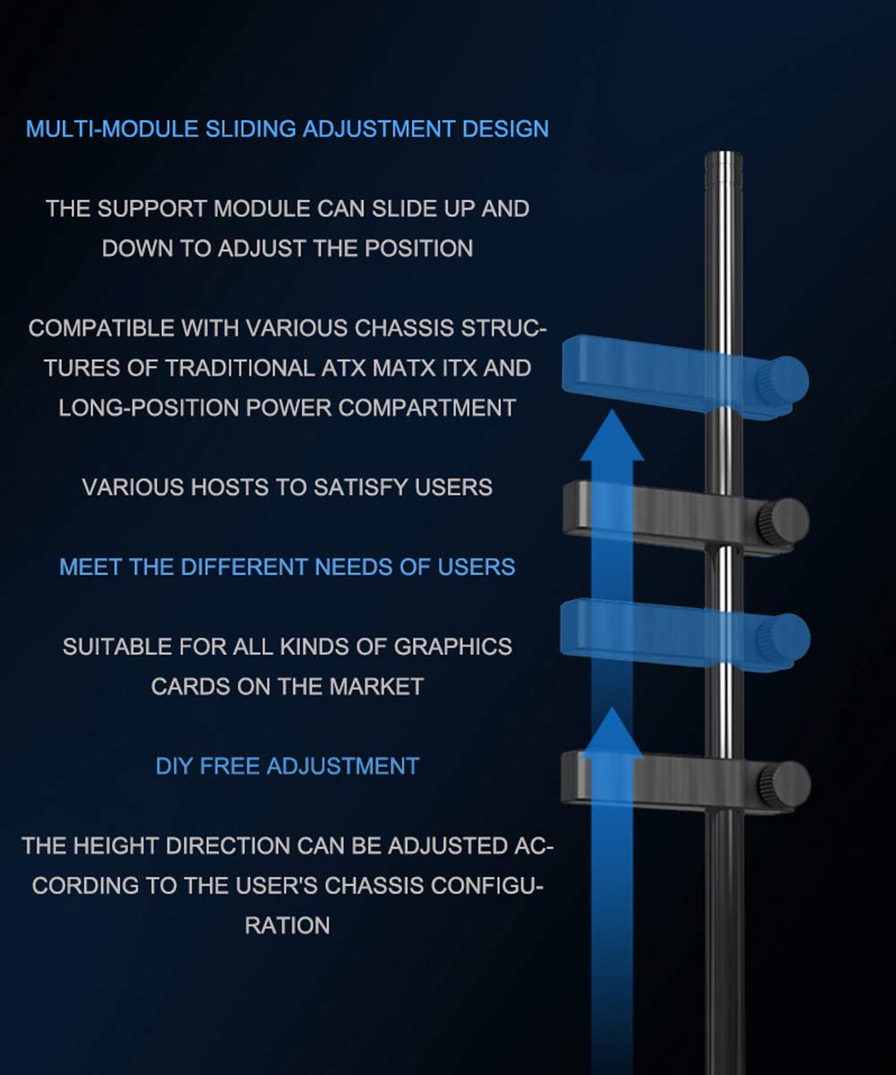 Computer Graphics Card GPU Brace Support Bracket ,Verticle GPU Sag Stand, Video Card Sag Holder Verticle Stick Mount for Computer Cases