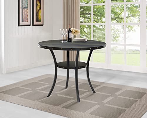 New Classic FURNITURE Classic Furniture Crispin Solid Wood Round Dining Table, 48-Inch, Gray