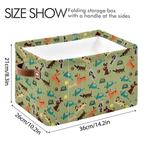 Cute Dog Puppy Storage Basket Bins Foldable Toy Baskets Organization with Handles Laundry Hamper for Bedroom Office Clothes Pet Nursery Living Room,2 pcs