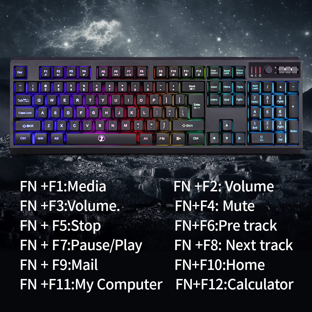 ZJFKSDYX C104 Wireless Gaming Keyboard and Mouse Combo - RGB Backlit, Mechanical Feel, Anti-ghosting, Rechargeable Battery, 7D 3200DPI Mice for Gamers