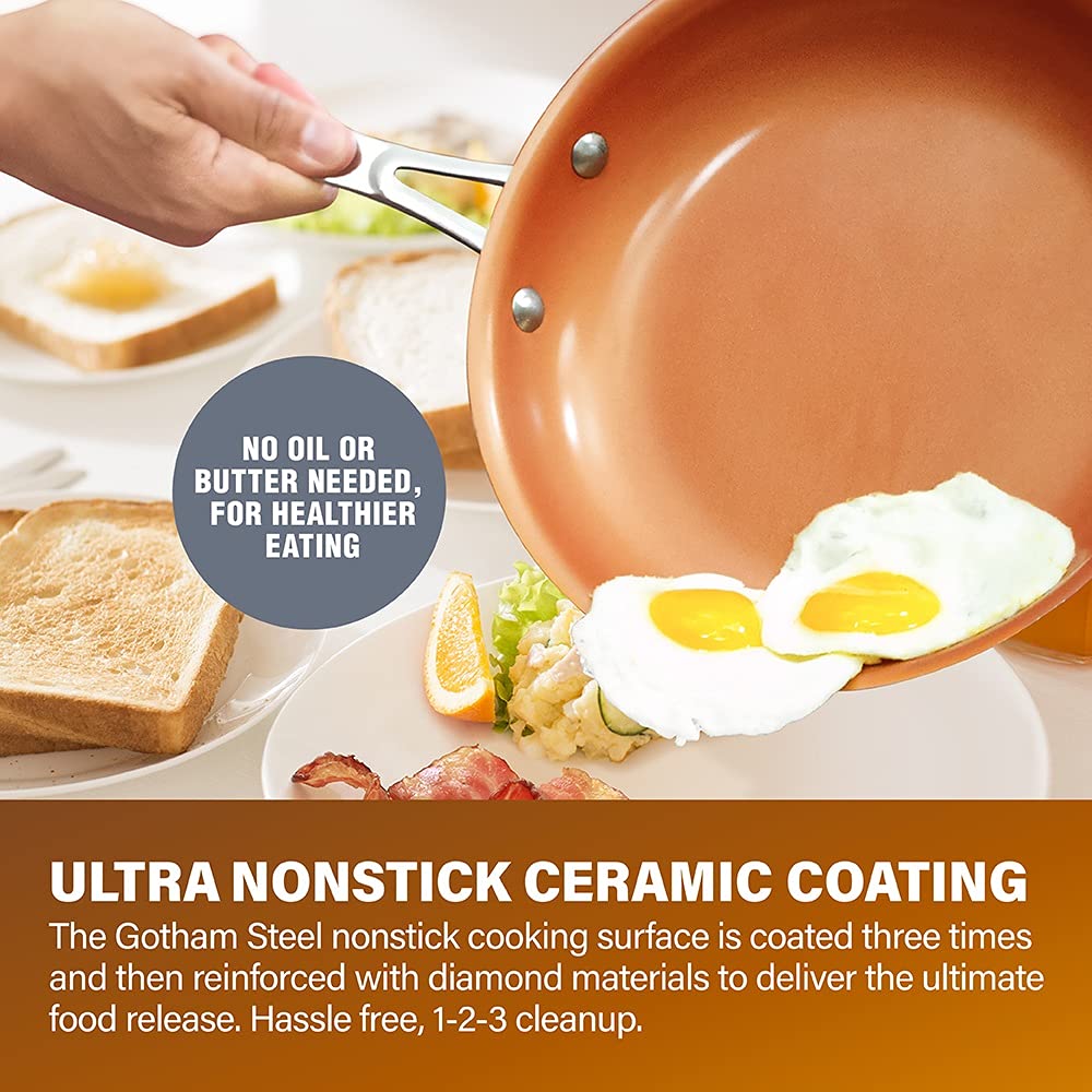 Gotham Steel 8-Piece Kitchen Set with Non-Stick Ti-Cerama Copper Coating by Chef Daniel Green - Includes Skillets, Fry Pans, Stock Pots and Sauce Pan