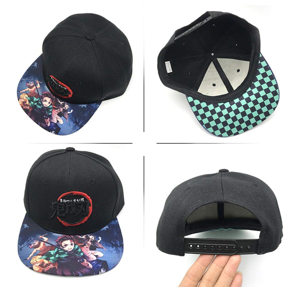 Donahuewangxiaojiao Anime Demon Slayer Baseball Cap Print Adjustable Hat, Best Gift for Fans,Black&red,1-5 18