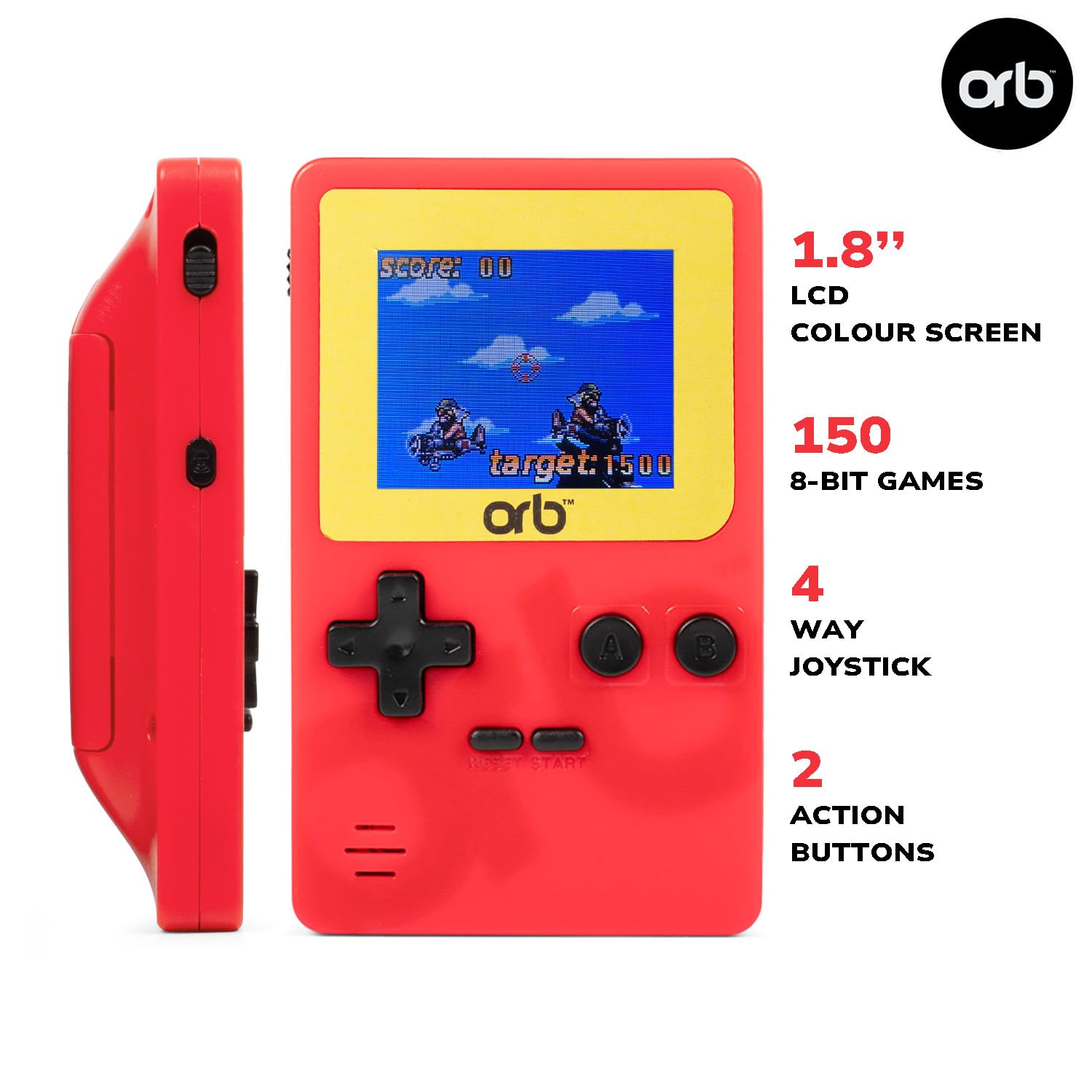 Thumbsup UK, ORB, Retro Handheld Console, 150 8-Bit Games, OR-RETHC