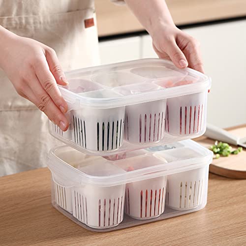 UIYIHIF Food Storage Containers with Lids Airtight 6PCS Reusable Divided Fridge Organizer Removable Individual Plastic Food Containers for Pantry Organization and Storage