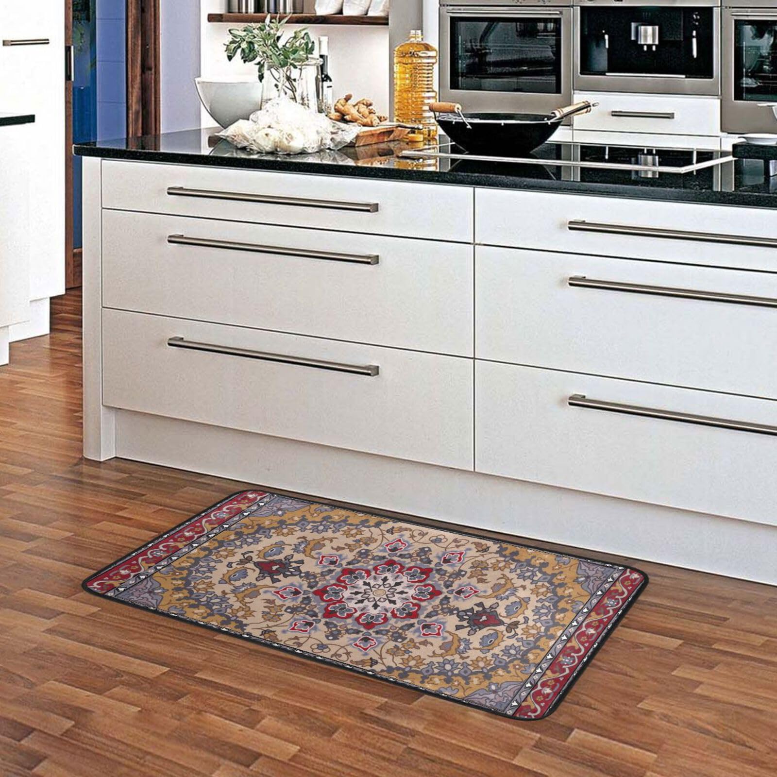 ElliTarr Kitchen Rugs and Mats Non Skid Washable Retro Red Absorbent Floor Mats Cushioned in Front of Sink for Home Farmhouse Kitchen Bathroom Kitchen Runner Rug 39 x20Inch