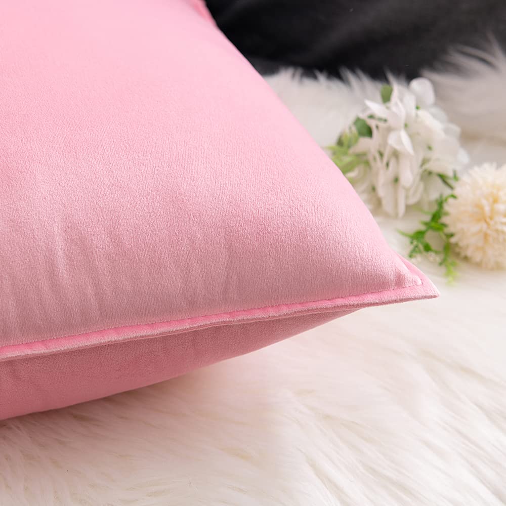 Comvi Throw Pillows with Inserts Included - Decorative Pillows, Inserts & Covers - (2 Throw Pillows + 2 Pillow Covers) - Velvet Throw Pillows for Couch -flanged Pillow Covers 18x18 - Jam