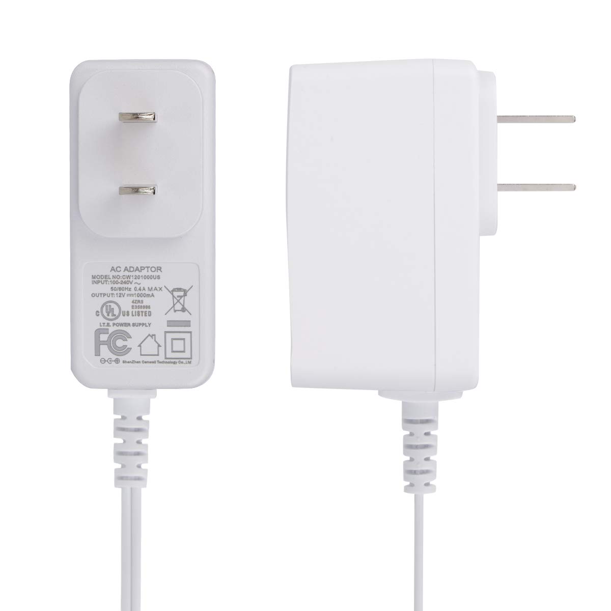 Dericam 12V 1A DC Power Supply Adapter for IP/CCTV Security Camera, 5ft/1.5 Meter AC to DC Power Cord, Wall Charger, Output DC 12V 1000mA, Input AC 100V-240V/50 or 60Hz/0.4A Max, US Plug, Black
