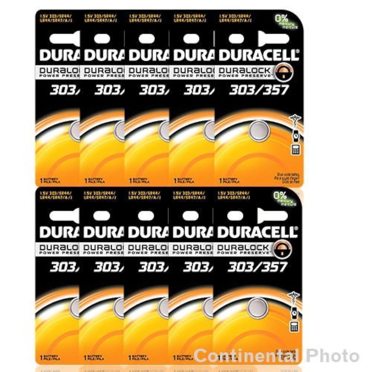 Duracell 20 357 303 A76 PX76 SR44W/SW LR44 AG13 Silver Oxide Battery