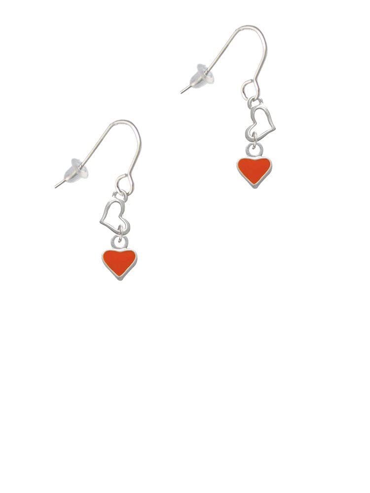 Delight Jewelry Silvertone Mini Two Sided Orange Heart Small Heart French Earrings