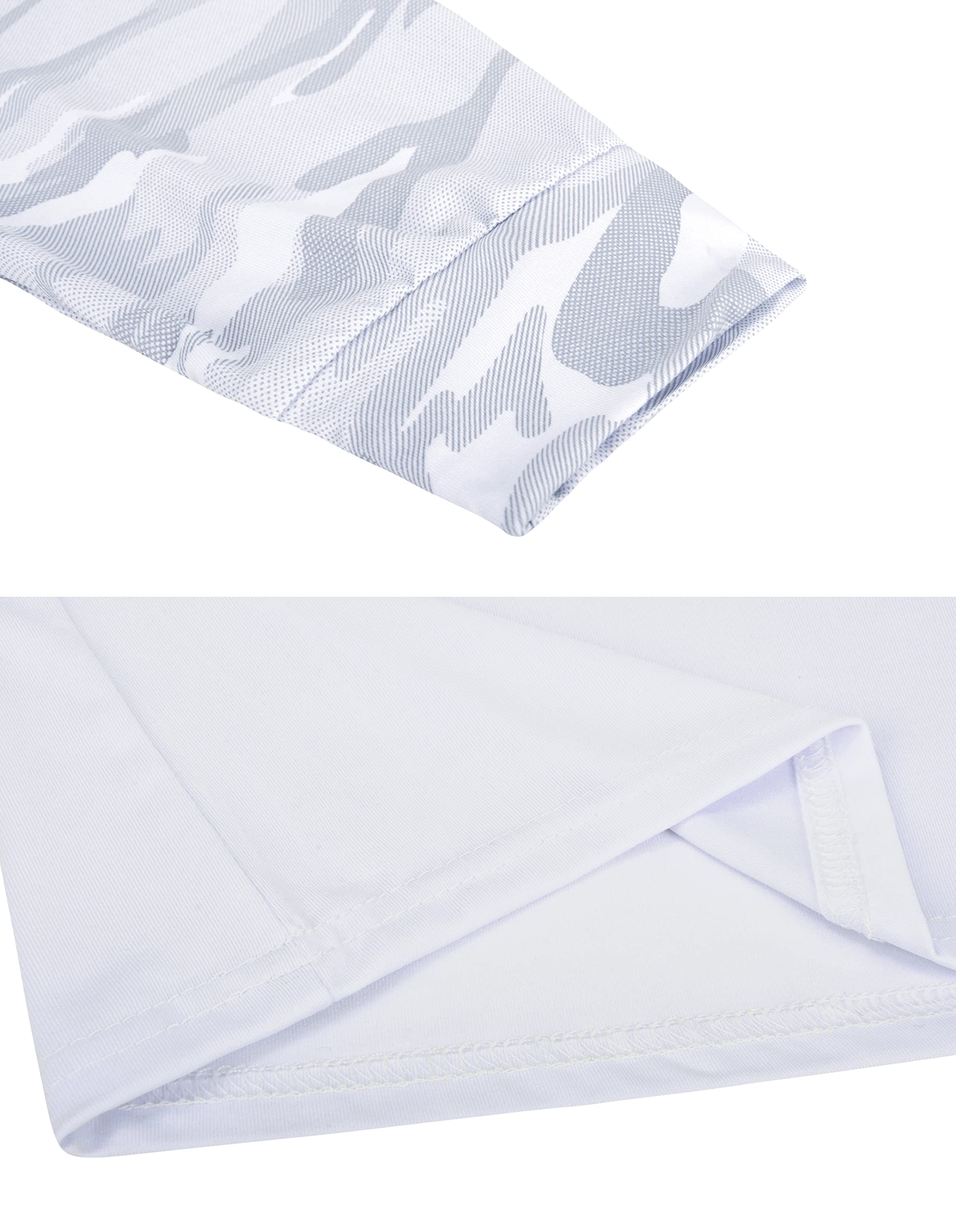 Derminpro Men's Quick Dry Camouflage Long Sleeve Two-Tone Fishing T-shirts White X-Large