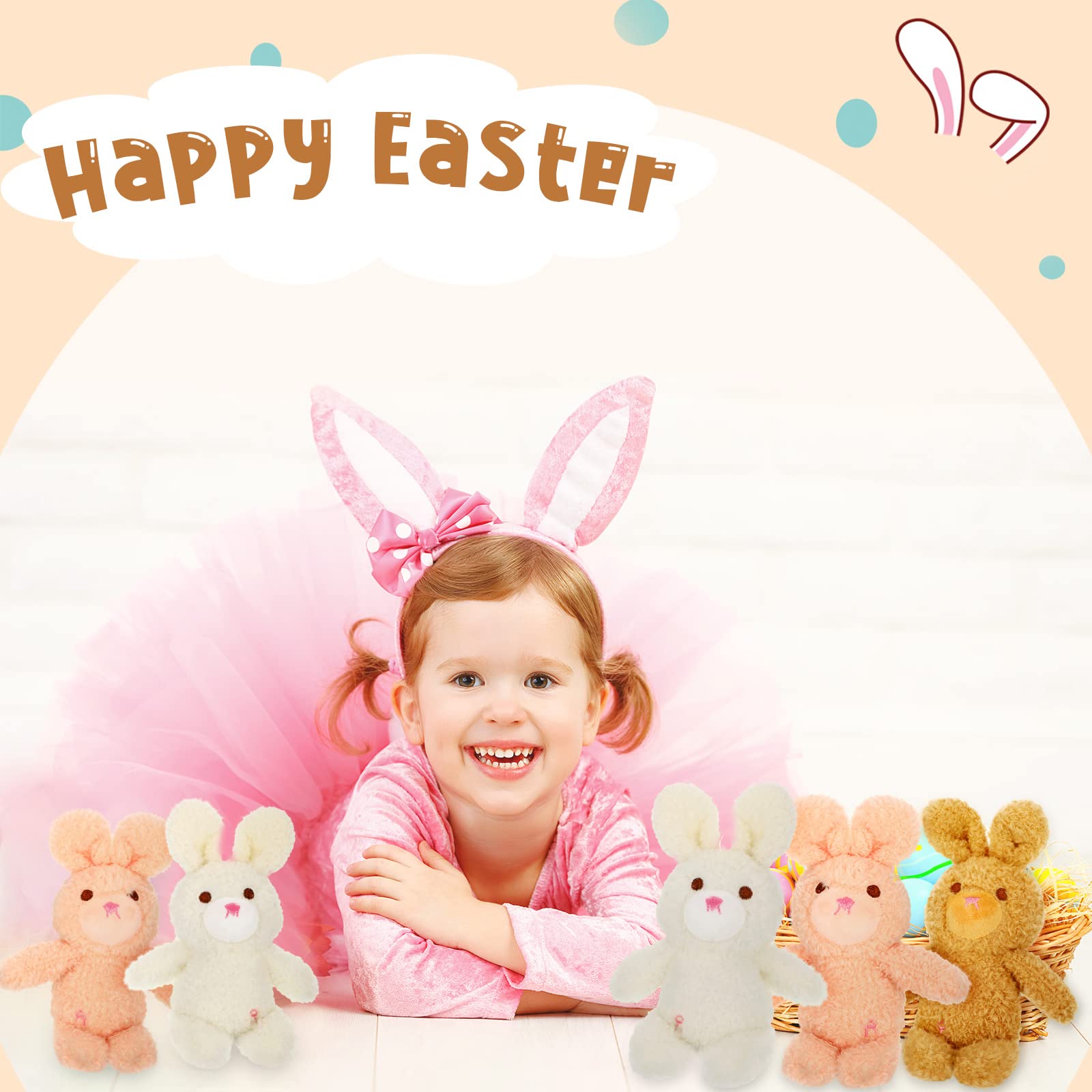 Zomiboo 9 Pcs 7.2 Inch Mini Bunny Stuffed Animals Stuffed Bunny Plush Toys Soft Plush Rabbit Mini Plush Bunny for Easter Graduation Birthday Gifts Wedding Summer Party Decorations