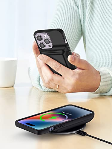 NEWDERY Battery Case for iPhone 14 Pro Max,14 Plus 10000mAh,Qi Wireless Charging,Wired Headset,Sync-Data Supported, Rechargeable Charger Case for iPhone 14/13/12 Pro Max, iPhone 14 Plus 6.7β Black