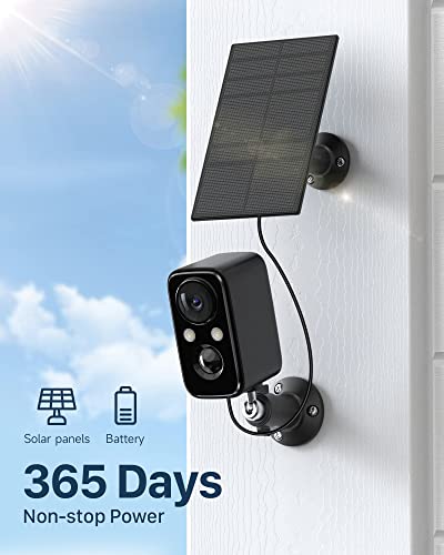 IHOXTX Security Cameras Wireless Outdoor, Flood Light Solar Cameras for Home Security, Home Camera with Color Night Vision, PIR Human Detection, 2-Way Talk, IP66 Waterproof (2Packs-Black)