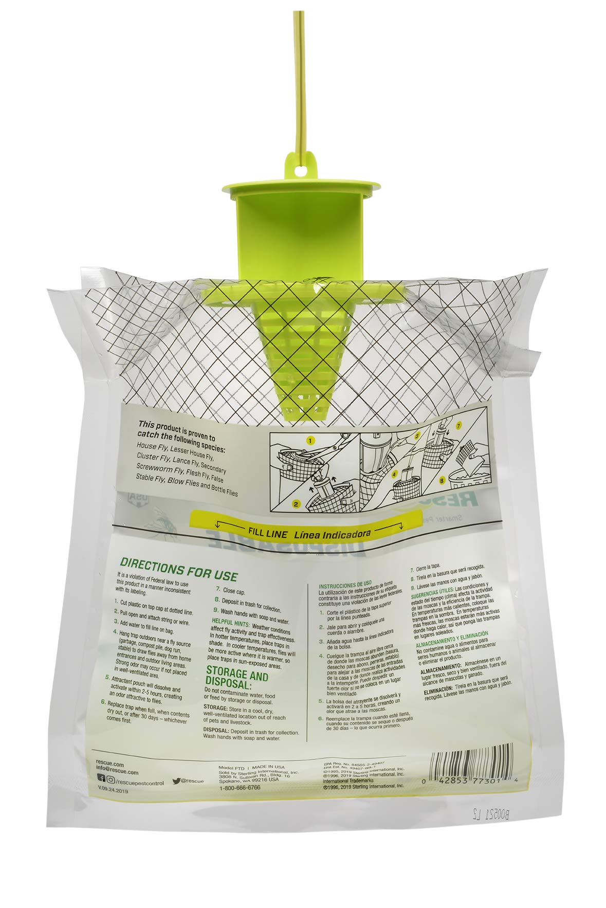 RESCUE! Outdoor Disposable Hanging Fly Trap - 18 Traps