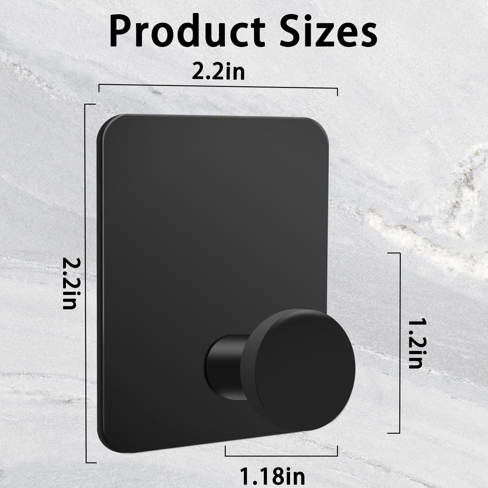 KIKETECH Adhesive Towel Hooks Bathrooms - Matte Black Heavy Duty Black Hooks for Door, Stainless Steel Waterproof Hooks for Hanging Towel Robe Hook Rack, 3 Packs Moonless