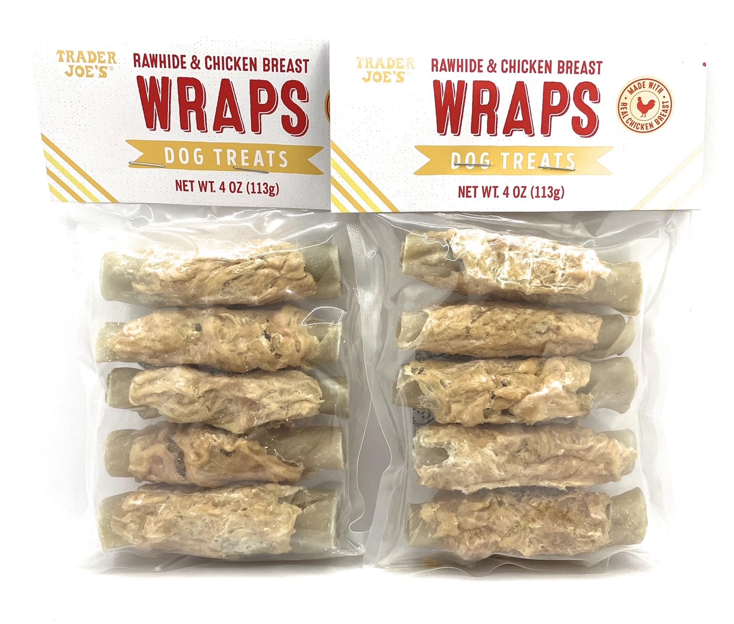 Rawhide & Chicken Breast Wraps Dog Treats by Trader Joes 4 oz (113g) – Pack of 2