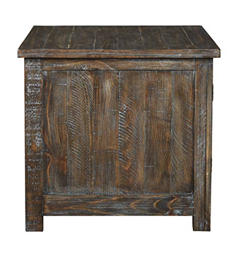 Signature Design by Ashley Danell Ridge Rustic Square End Table with Double Cabinet Doors and 1 Storage Shelf, Brown