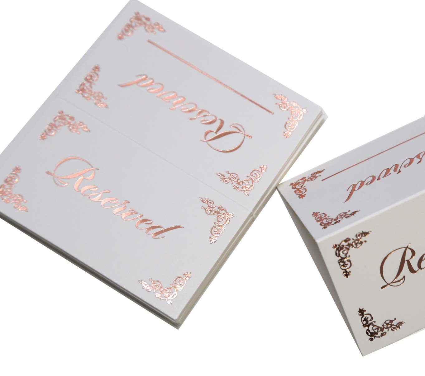 Reserved Table Signs Cards Rose Gold Foil, 20-Pack Table Tent, VIP Place Card with Line to Write, Double Sides Reserved Rose 6