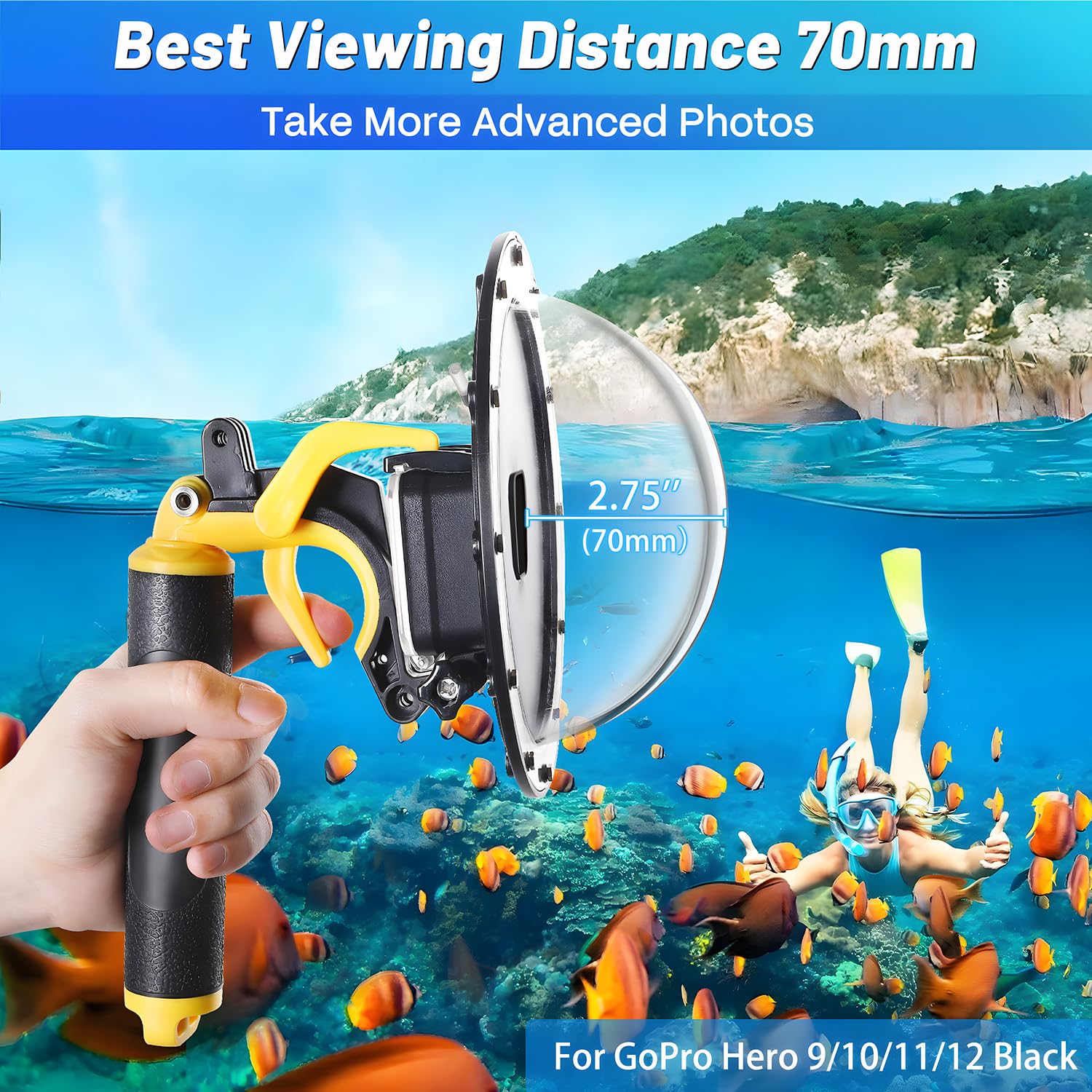 Dome Port,Waterproof Housing Case Compatible Black Underwater Protective Diving Dome Lens Accessories with Trigge Pistol an-ti Fog Insert
