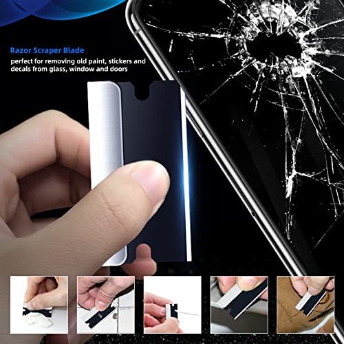 NEWISHTOOL Black Carbon Steel Single Edge Razor Blade, 300 PCS One Edge Razor Blades, Individual Wrapped Blade, Box Cutter Replacement Blades, Industrial Glass Scraper Razor Blade to Clean Stove, Oven