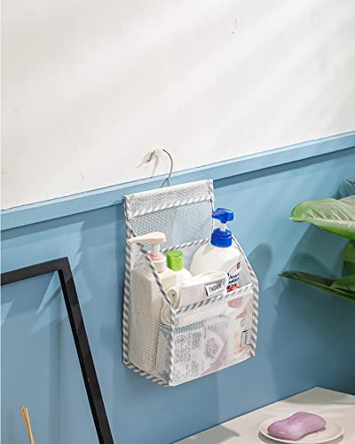 Jelier Hanging Mesh Shower Caddy,Bath Storage Basket Organizer for Camping,Cruising,Gym,College,RV (White Multi)