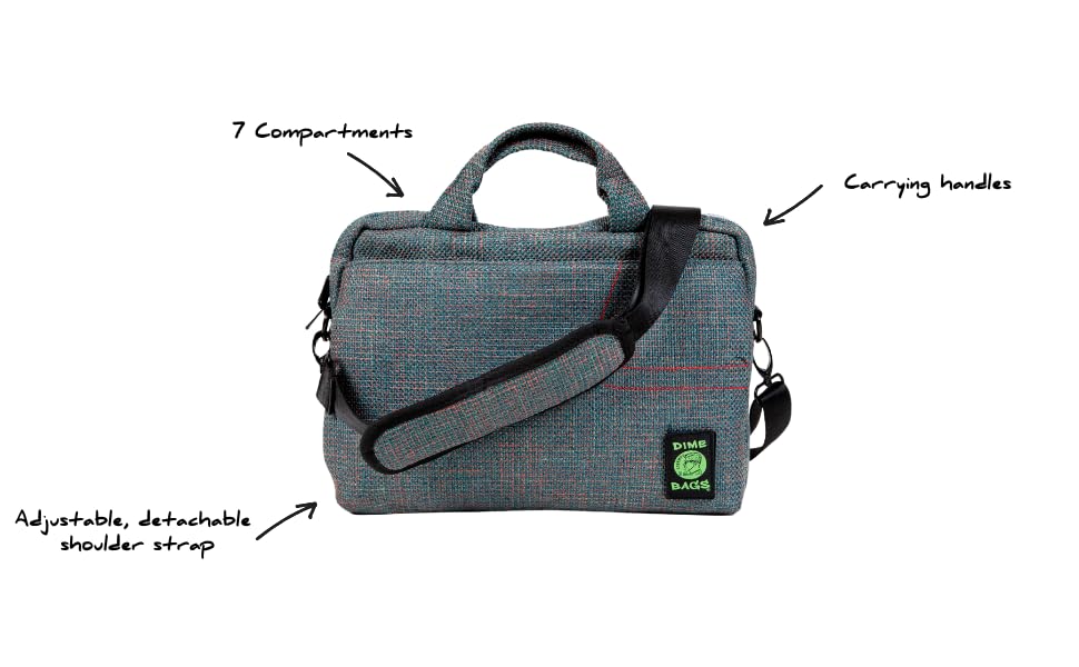 DIME BAGS Side Hustler | Hemp Computer Bag | Padded Commuter Shoulder Bag (15 inch, Black)