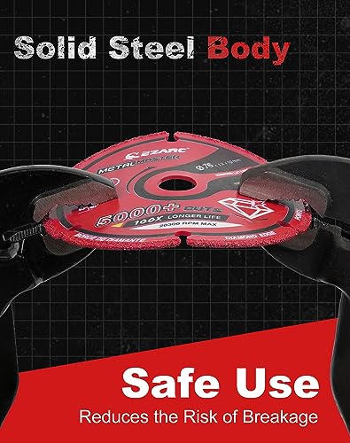 EZARC Diamond Cutting Wheel 3 x 3/8 Inch for Metal, Cut Off Wheel with 5000+ Cuts on Rebar, Steel, Iron and INOX
