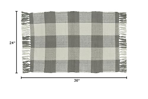 Park Designs Wicklow Check Rag Rug 2X3 Dove