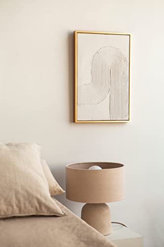 TheNamiCollection Framed plaster wall art - white textured 3D painting with gold frame | Aesthetic wall art decor for the modern, boho home | A white textured arch canvas perfect for any room decor