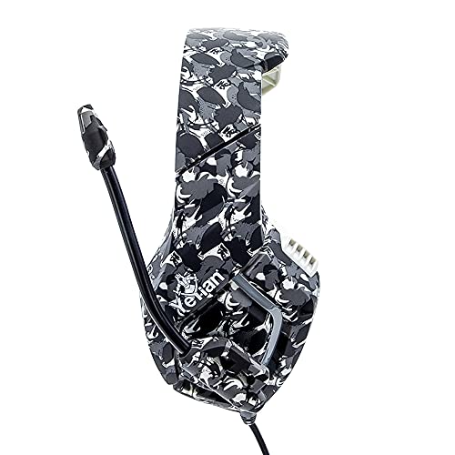 YEYIAN Force Stereo Gaming Headset Mic, Noise Cancelling Over Ear Microphone Headphones, Bass Surround, Soft Earmuffs, Compatible with PS4 Xbox One PS5 Nintendo Controller PC Laptop Games, Winter Camo
