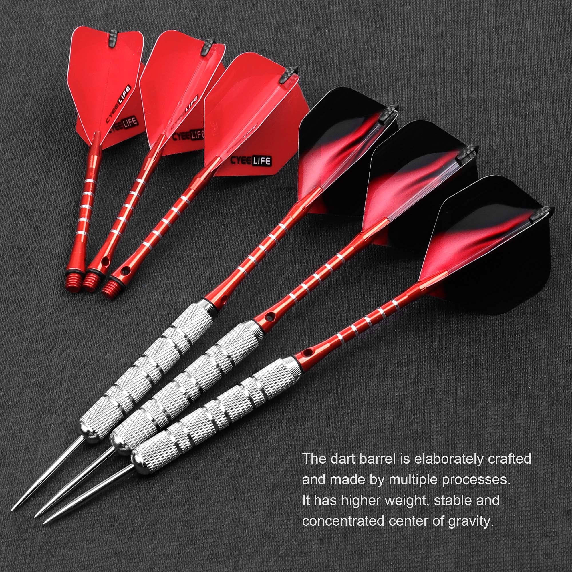 CyeeLife 12Packs Steel tip Darts 20g with Aluminum Shafts+15 Flights+Sharpener+Tool for 4 Beginner Players