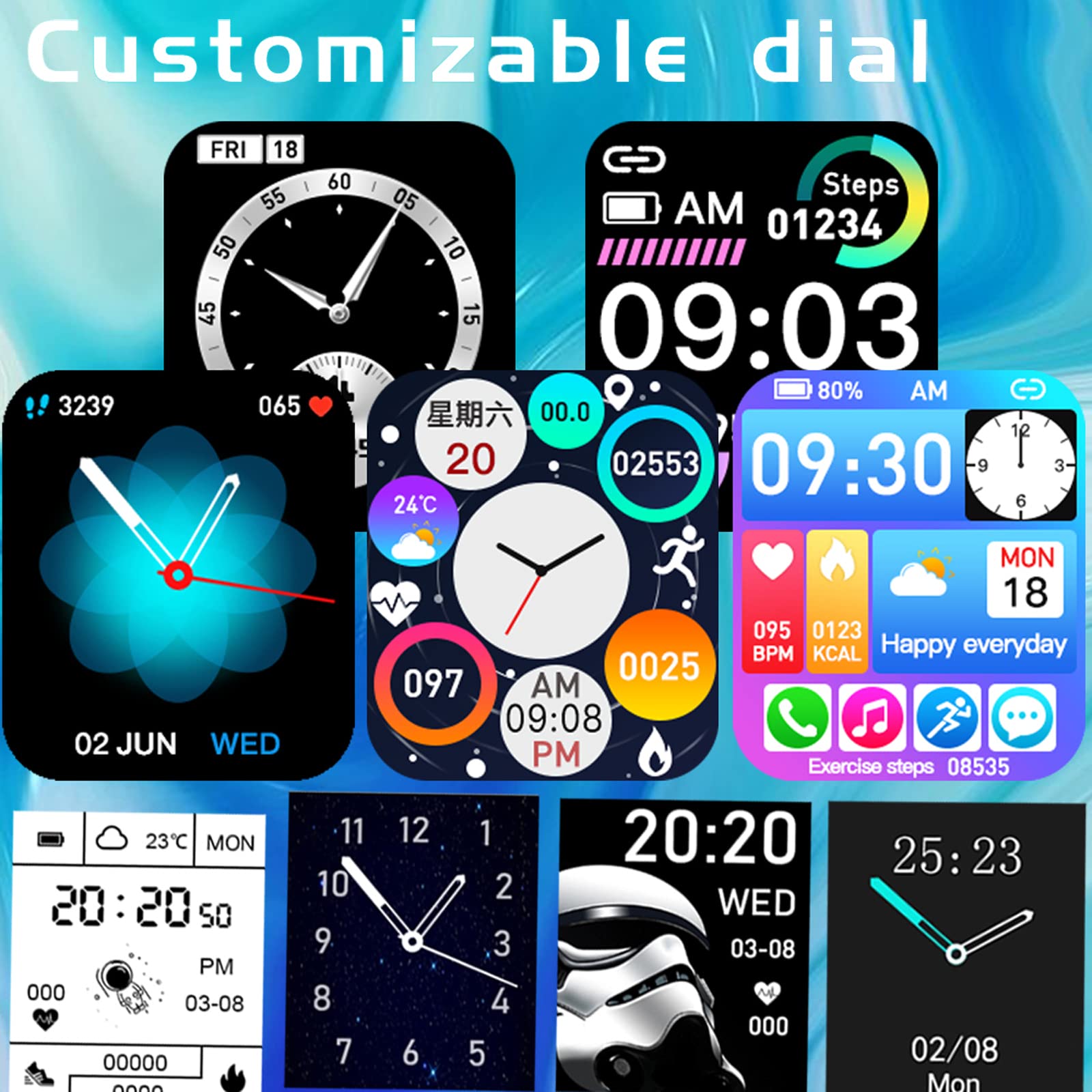Yihou Smart Watch for Android Phones Compatible iPhone (Dial/Answer Call) Smart Watch with Text and Call Fitness Tracker Sport Watch Pedometer Step Counter Sleep Full Touch Screen Smartwatches