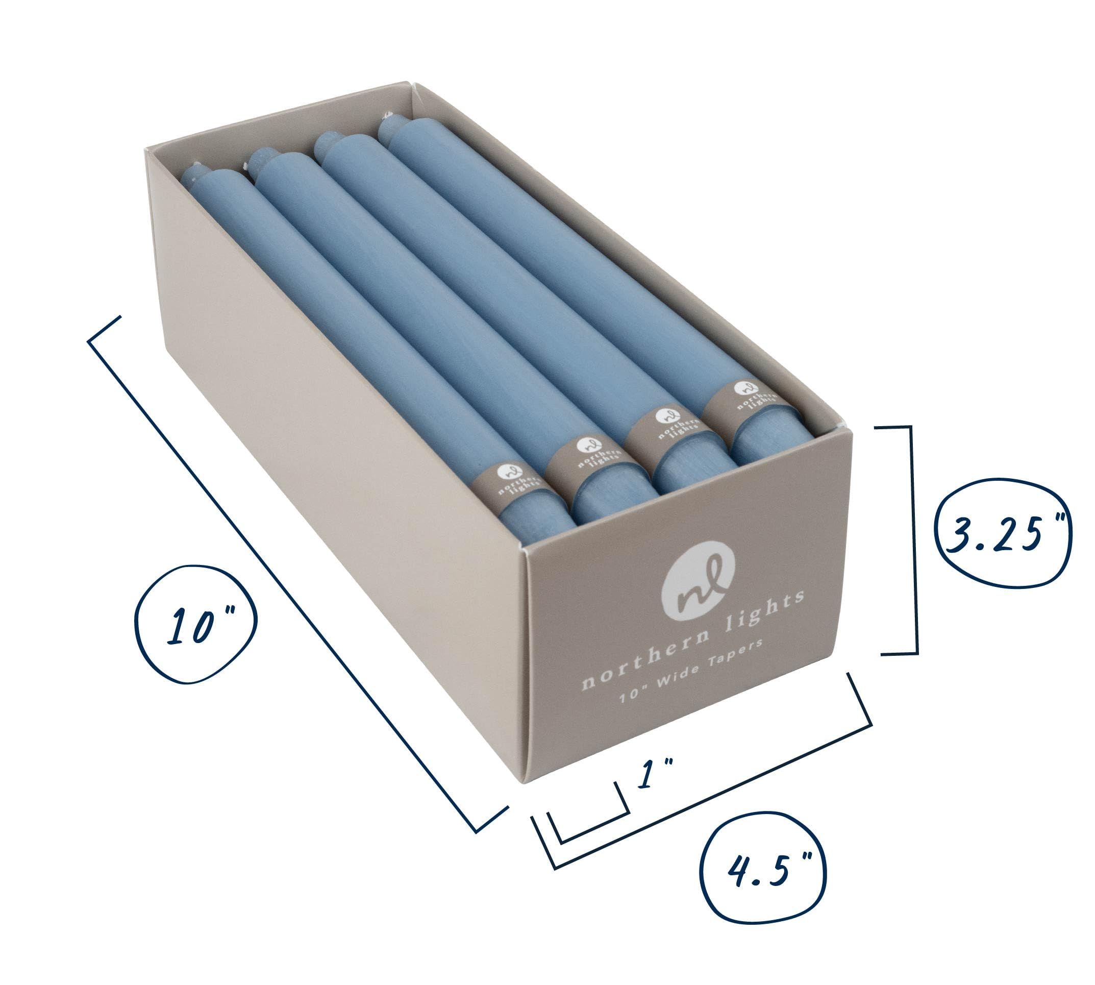 Northern Lights Candles Premium Tapers 10" 12PK - Prairie Blue - 76593