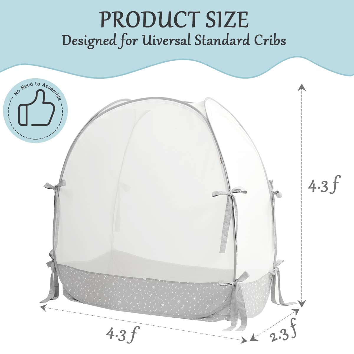 De-Lovely Crib Pop Up Tent, Crib Tent, Baby Mesh Cover Net, Crib Tent to Keep Baby from Climbing out