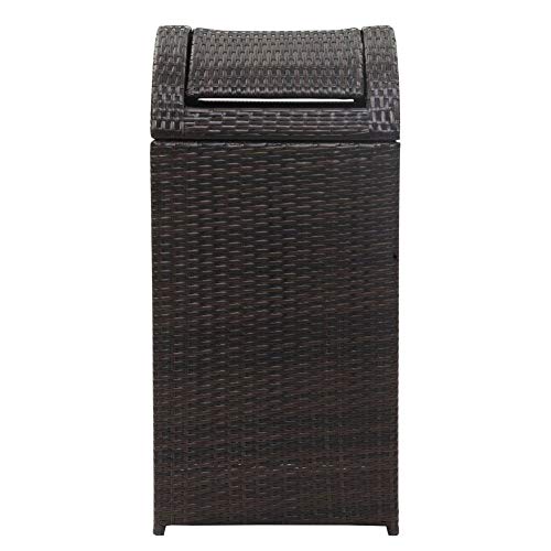 Safavieh PAT2511A Collection Bishop Outdoor Brown Wicker 18 Gallon Trash Bin