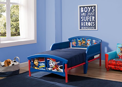 Delta Children Plastic Toddler Bed, Nick Jr. PAW Patrol Twinkle Galaxy Dual Sided Recycled Fiber Core Toddler Mattress (Bundle)
