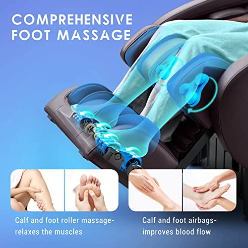 MYNTA 2023 3D Massage Chair Full Body - Zero Gravity Massage Chair Recliner with SL Track, AI Voice Control, LCD Screen, Quick Access Buttons, USB Charger, Auto Body Scan, Bluetooth, Brown