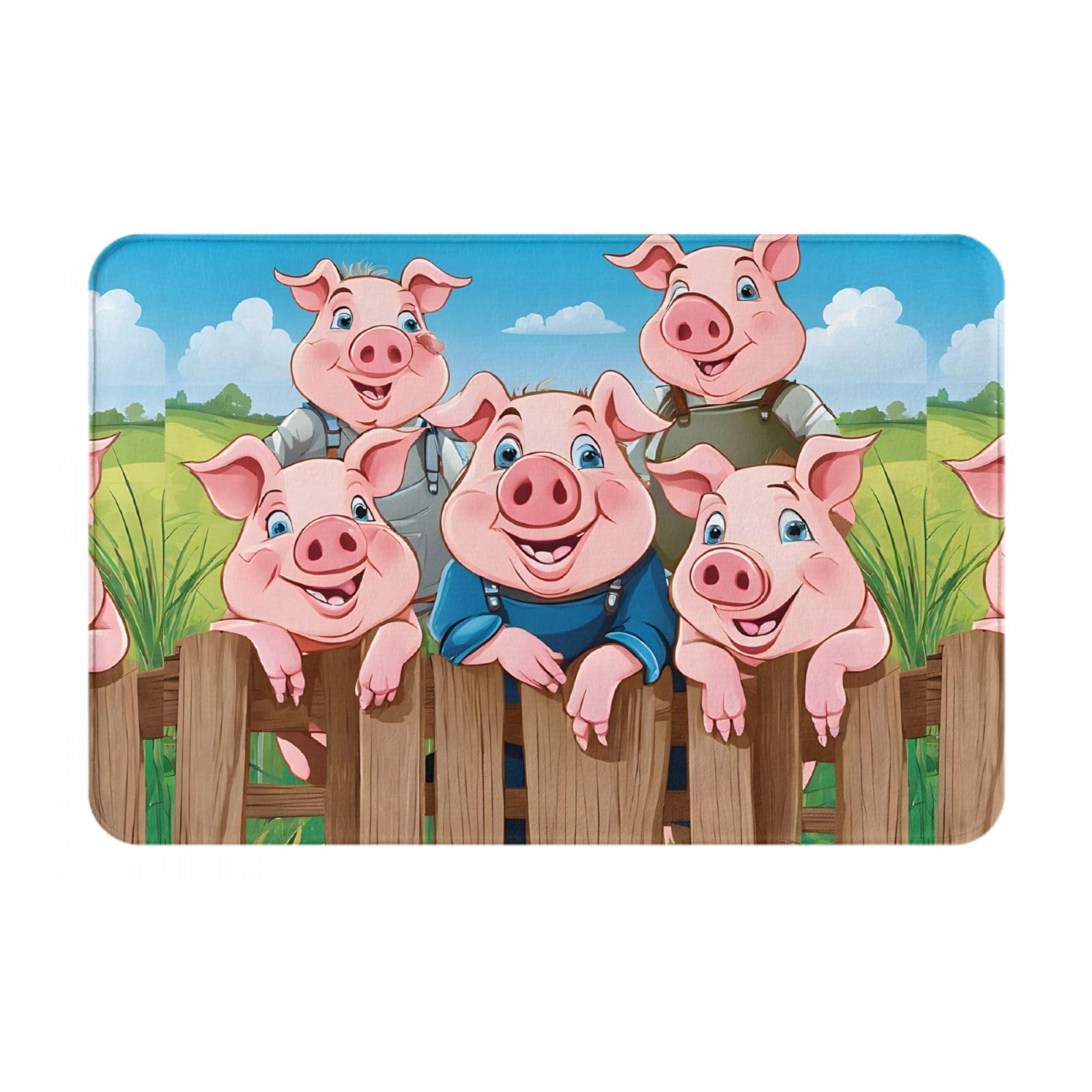 KMNHBGF (Funny Cute Pig Pattern) Decorative Door Mat, Indoor Outdoor Non-Slip Floor Mat, Front Door Mat, Waterproof Washable Quickly Absorb Moisture, 23.6""X 15.7"", White