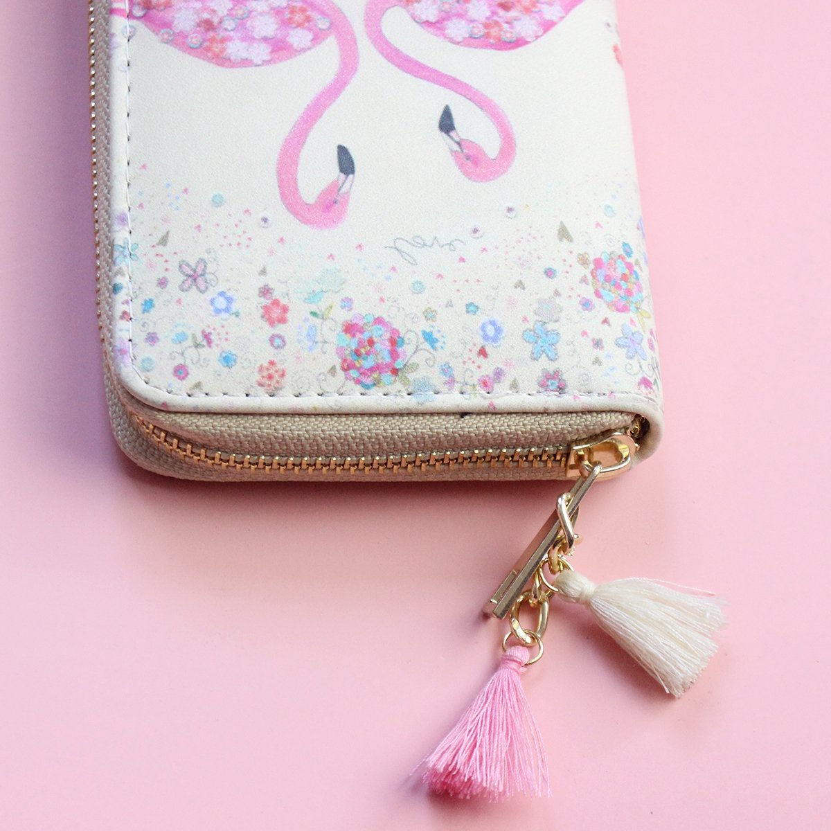 Timlee Cute Unicorn Long Wallets Pink Flamingo Wallets With Tassels Long Purse Girls Christmas Gift(Flamingo)