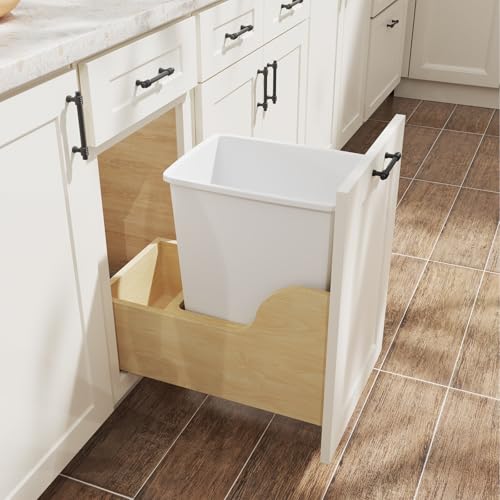 LuminaLumber 35 Quart Kitchen Trash Can, Plastic Wastebasket Waste Bin, Lightweight Slim Garbage Can for Kitchen, Bathroom, Living Room, White - 1PCS