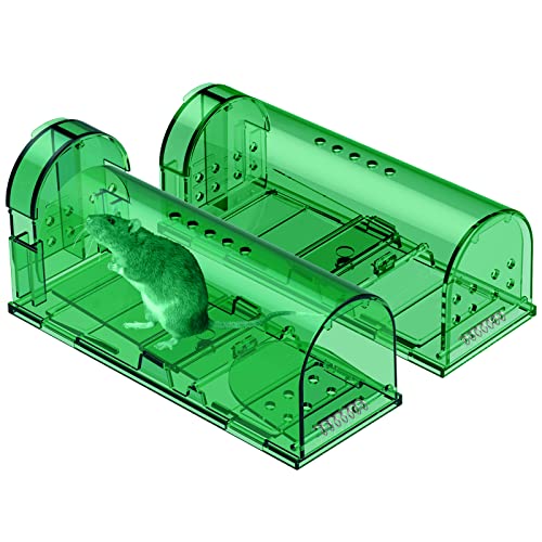 Humane Mouse Traps Indoor for Home - Mouse Trap Easy to Set, Reusable and Effective No Kill Mouse Traps,Catch and Release Mouse Traps,Safe for Family and Pet Indoor/Outdoor-2 Pack