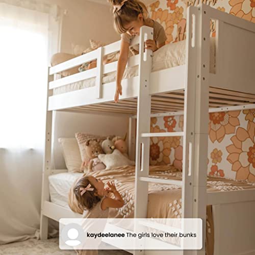 Delta Children Convertible Twin Over Twin Wood Bunk Bed with Ladder and Guardrails – Use as Bunk Bed or 2 Stand-Alone Twin Beds – Bed Ships in 2 Boxes, White