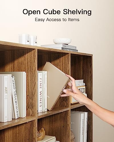 Pipishell Bookshelf, 6-Tier Bookcase with Storage Drawer & Pipishell 9-Cube Bookshelf