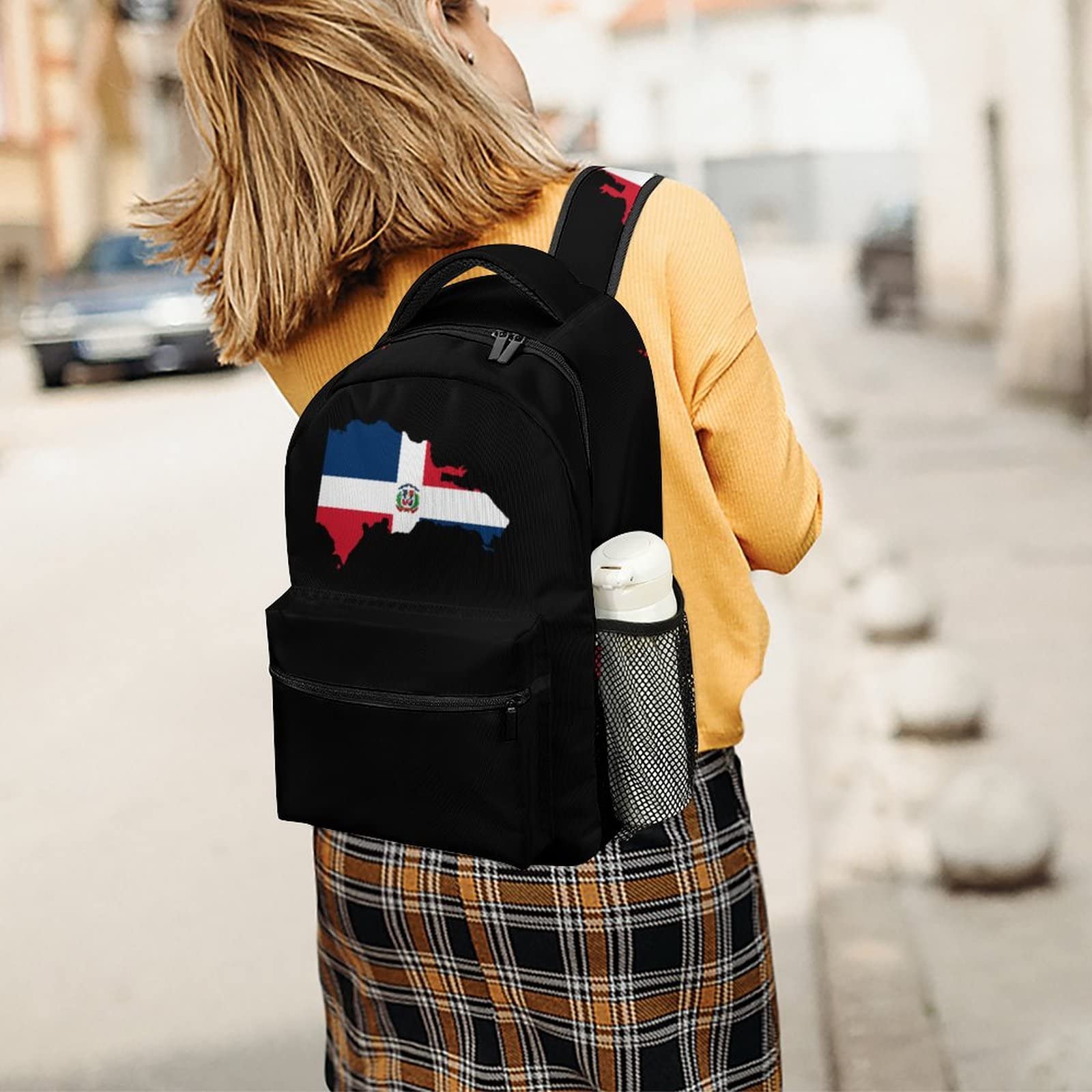Dominican Republic Map Flag Laptop Backpack Fashion Shoulder Bag Travel Daypack Bookbags for Men Women