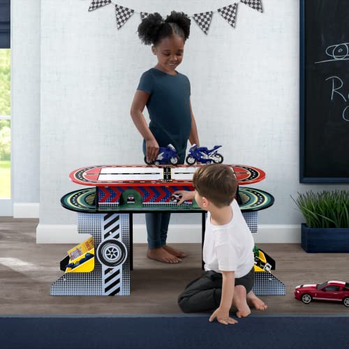 Delta Children Race Track Wood Toy and Activity Play Table with Toy Storage for Kids | Hot Wheels Compatible