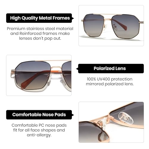 Cyxus Military Aviator Sunglasses for Men Trendy Pilot Shade Metal Frame Polarized Lens UV Protection for Outdoor(1021W06 Brown)