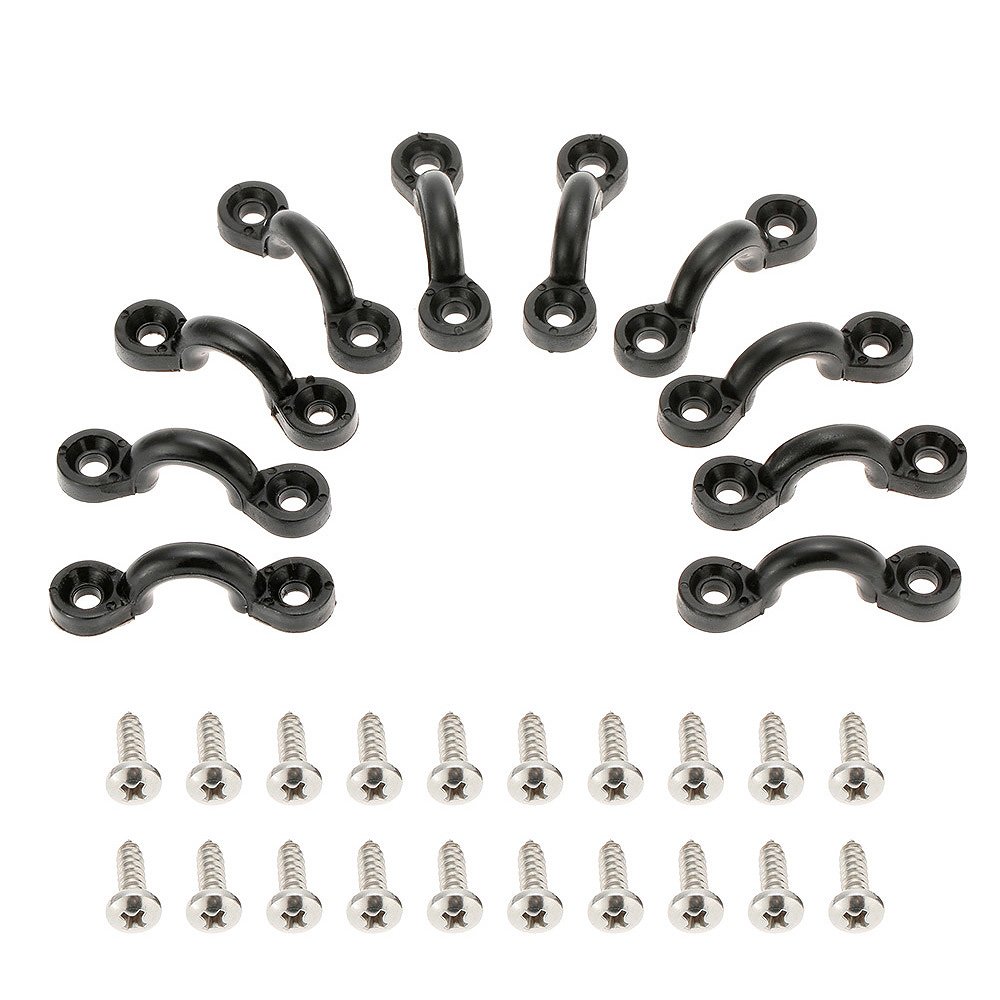 Doorslay 10pcs Nylon Bungee Deck Loops Tie Down Pad Eye with 20 Screws Kayak Hardware Kayak Pad Eye Kit for Kayaks, Canoes or Boats