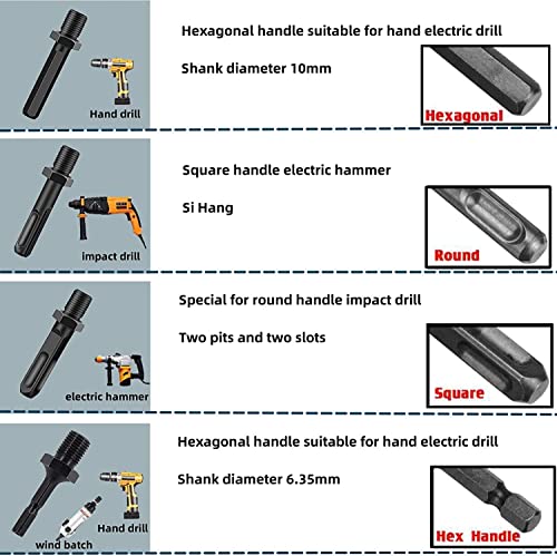 Firewood Log Splitter 45mm+32mm, 6PCS Wood Log Splitter Firewood Detachable Drill Bit Heavy Duty Electric Drills Screw Cone Driver Hex + Square + Round