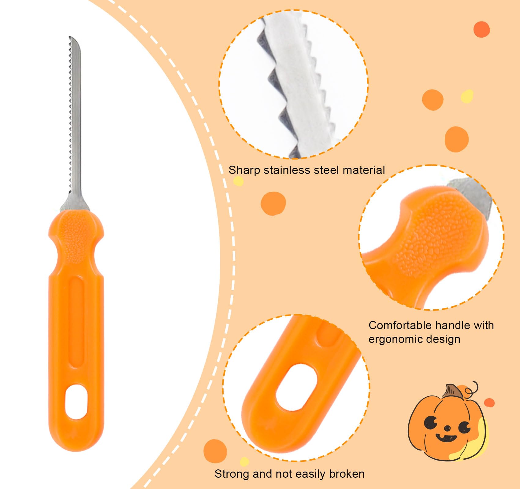 Pumpkin Carving Kit Halloween, 8 PCS Professional Heavy Duty Pumpkin Carving Tools with 4 Pumpkin Carving Stencils,Stainless Steel Pumpkin Carving Tools for Halloween Decoration with Thick Handbag